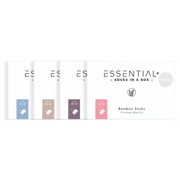 ESSENTIAL+ ORDINARY FOOTIES HVIDE / Three socks in a box - Vælg størrelse